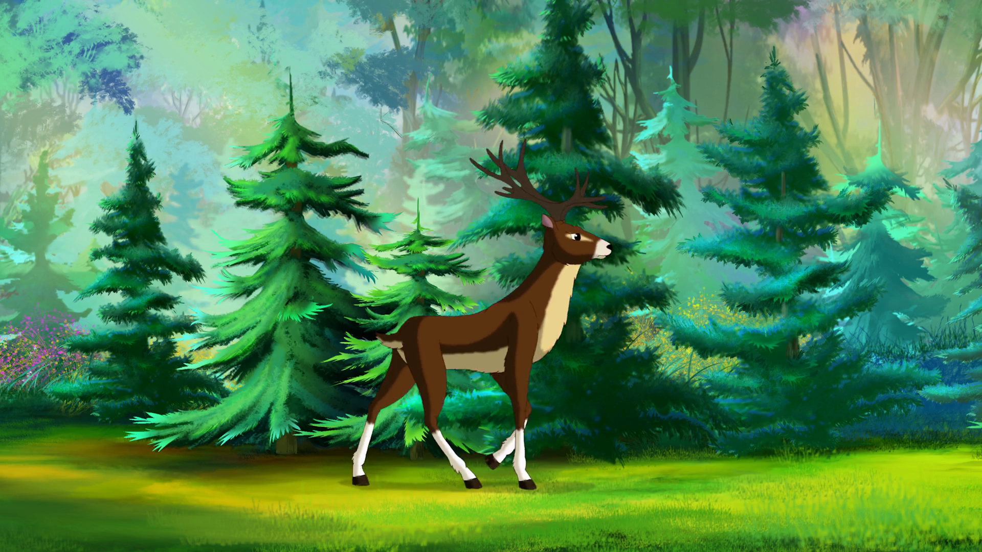 Antlered Deer In Nature 2d Animation In 4k Stock Motion Graphics SBV ...