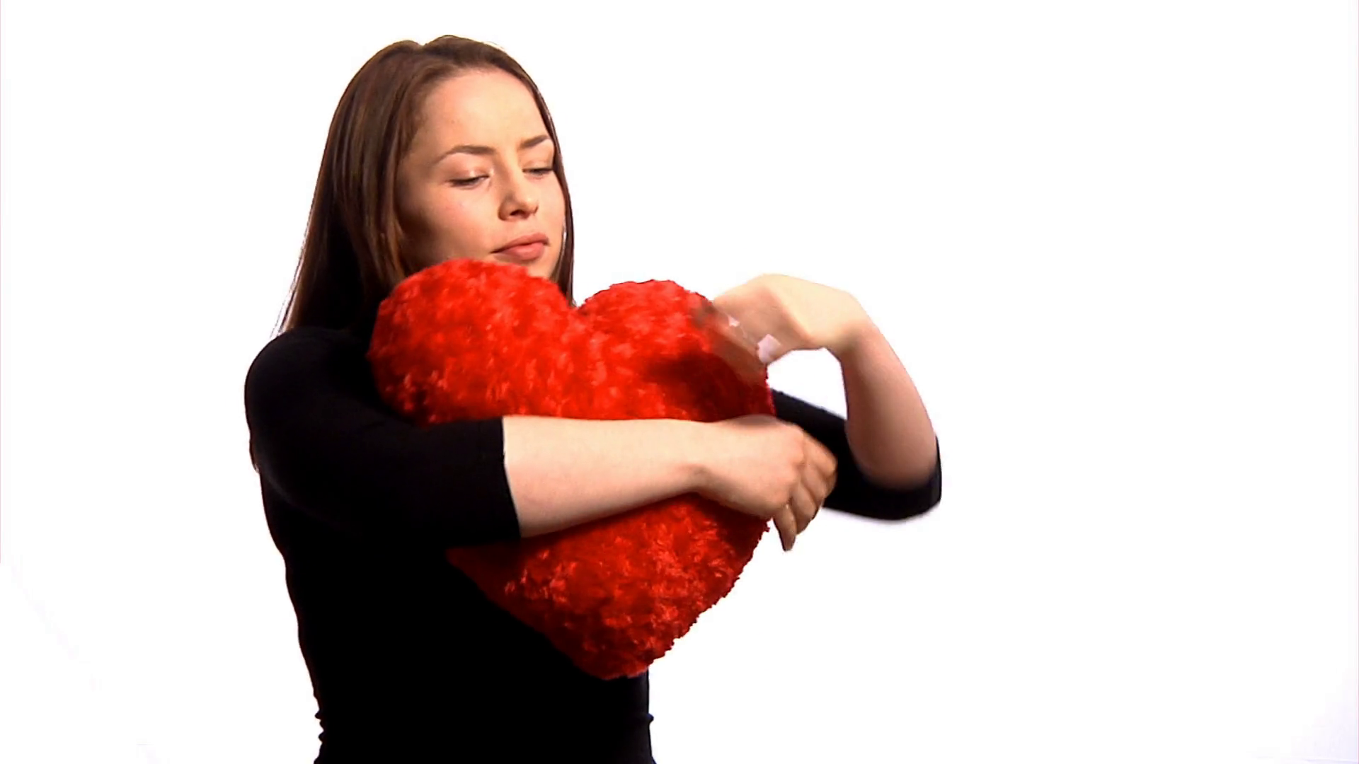 Woman In Love - Hugging Heart Pillow Stock Footage SBV-306314487 ...