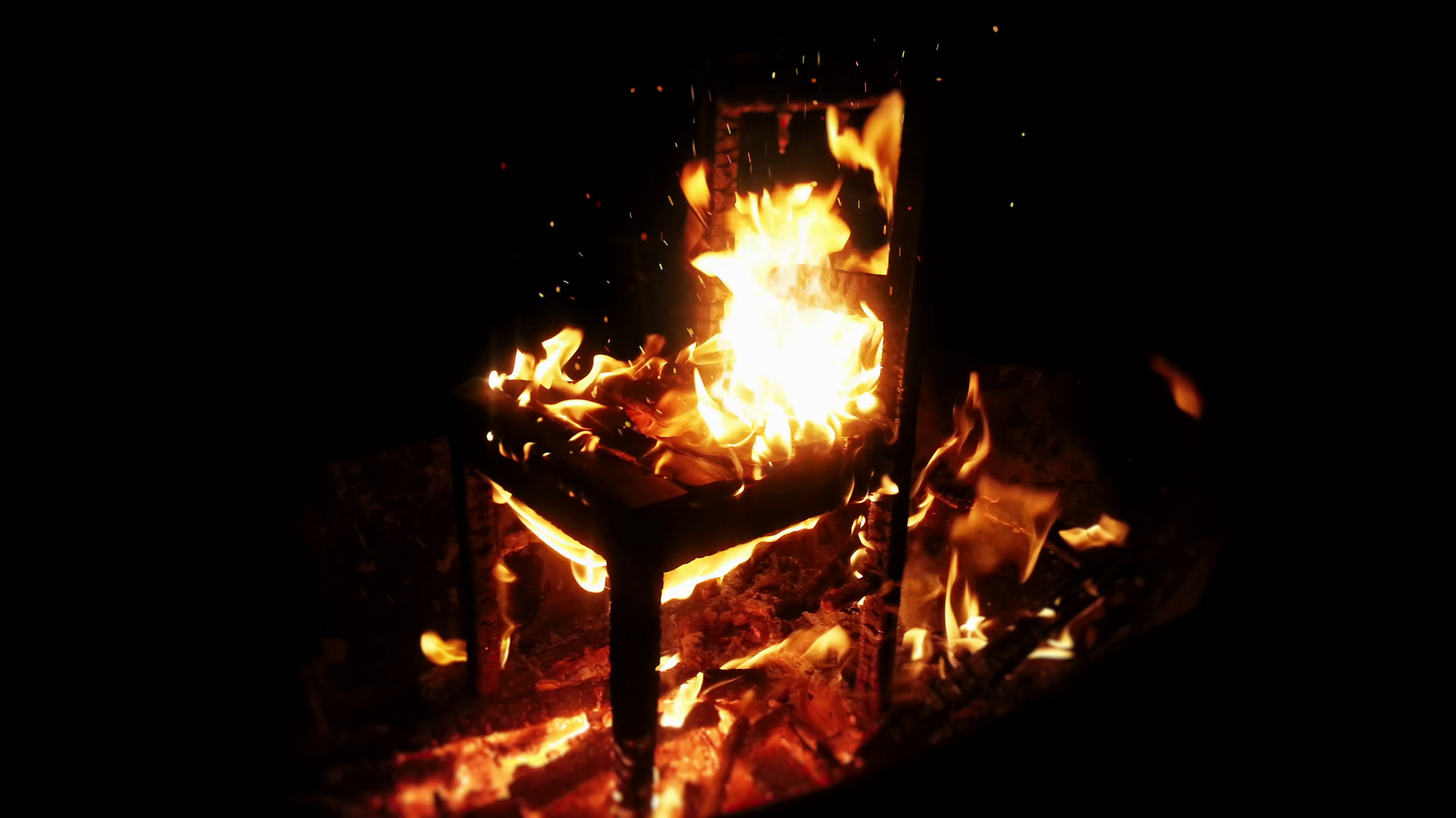 Cinemagraph Of Wooden Chair Burning Inside Stock Footage SBV-338411110 ...