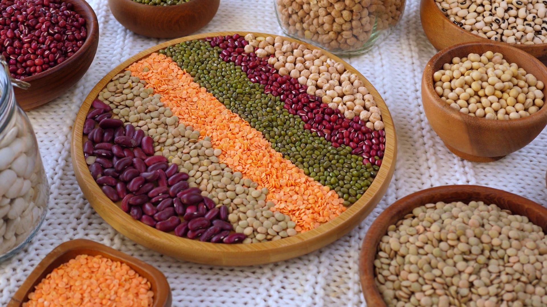 Various Types Of Raw Legumes Including Beans Stock Footage SBV ...