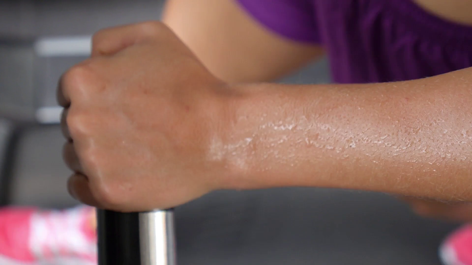 Female Hand In Sweat Training On Trendmill Stock Footage SBV-308257100 ...
