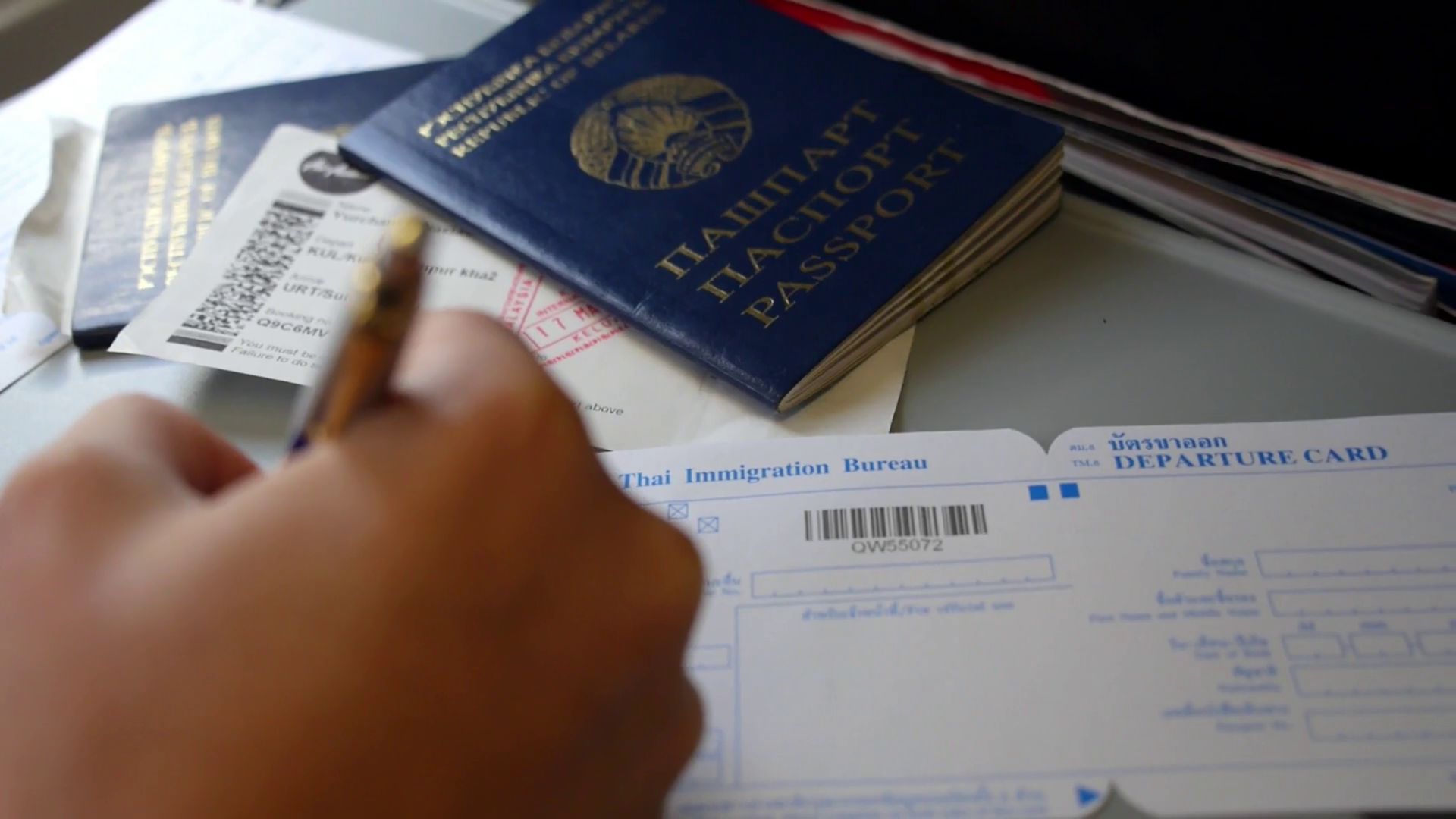 Hand Filling Arrival Departure Card With Stock Footage SBV-304560926 ...