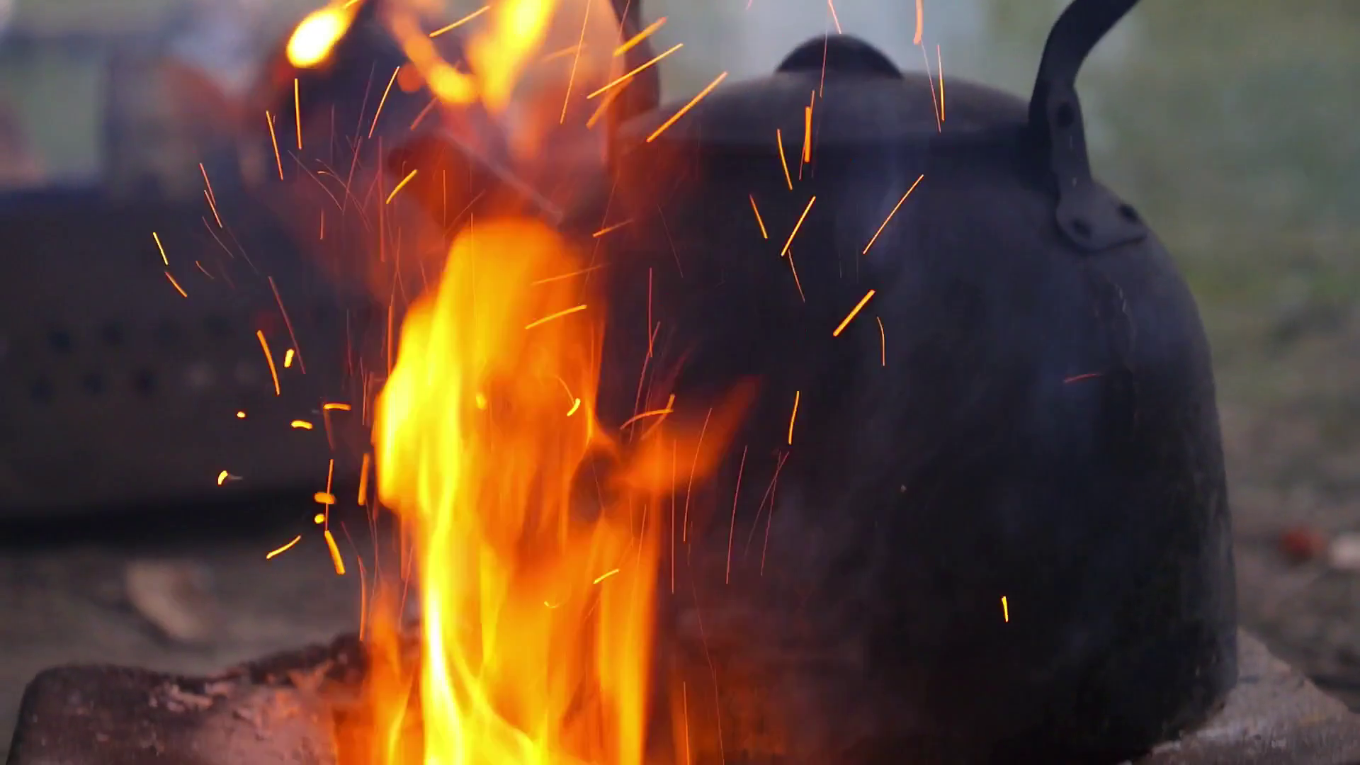 Tea Kettle On Campfire In Camping Stock Footage SBV-308859964 - Storyblocks
