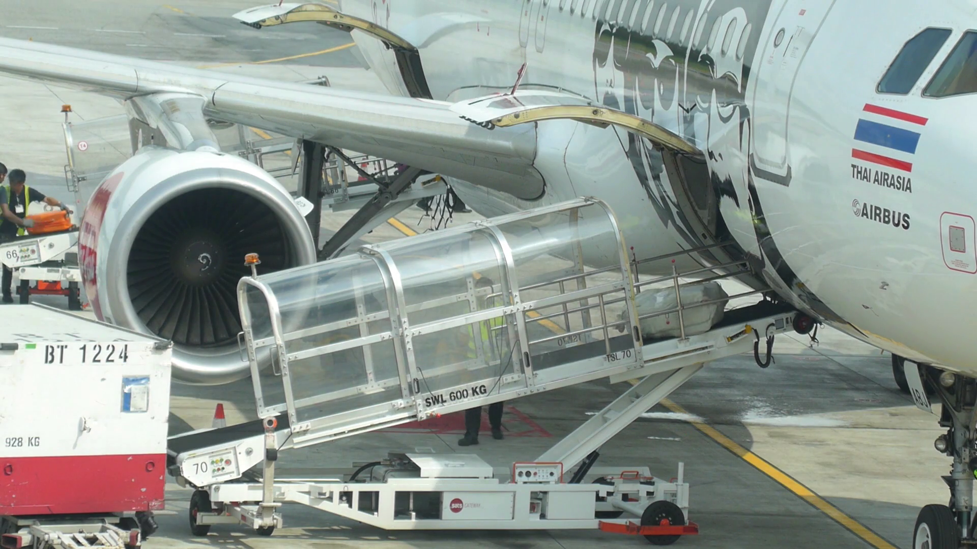 Unloading Luggage From Plane In Airport Stock Footage SBV-312440681 ...