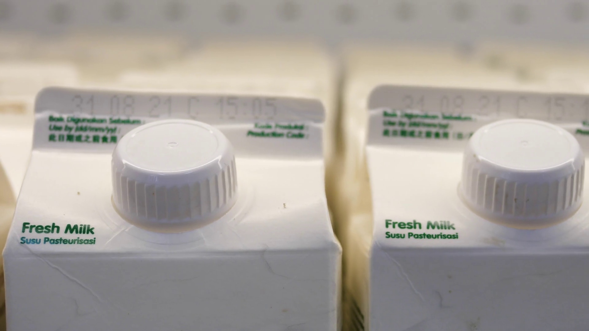 Close Up Of Fresh Milk White Boxes In Row In Stock Footage SBV ...