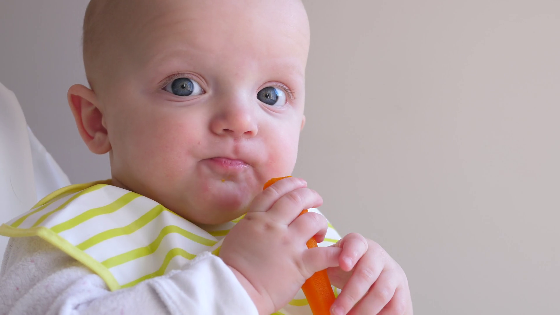 Baby Eating A Carrot. Healthy Nutrition For Baby. Stock Video Footage ...