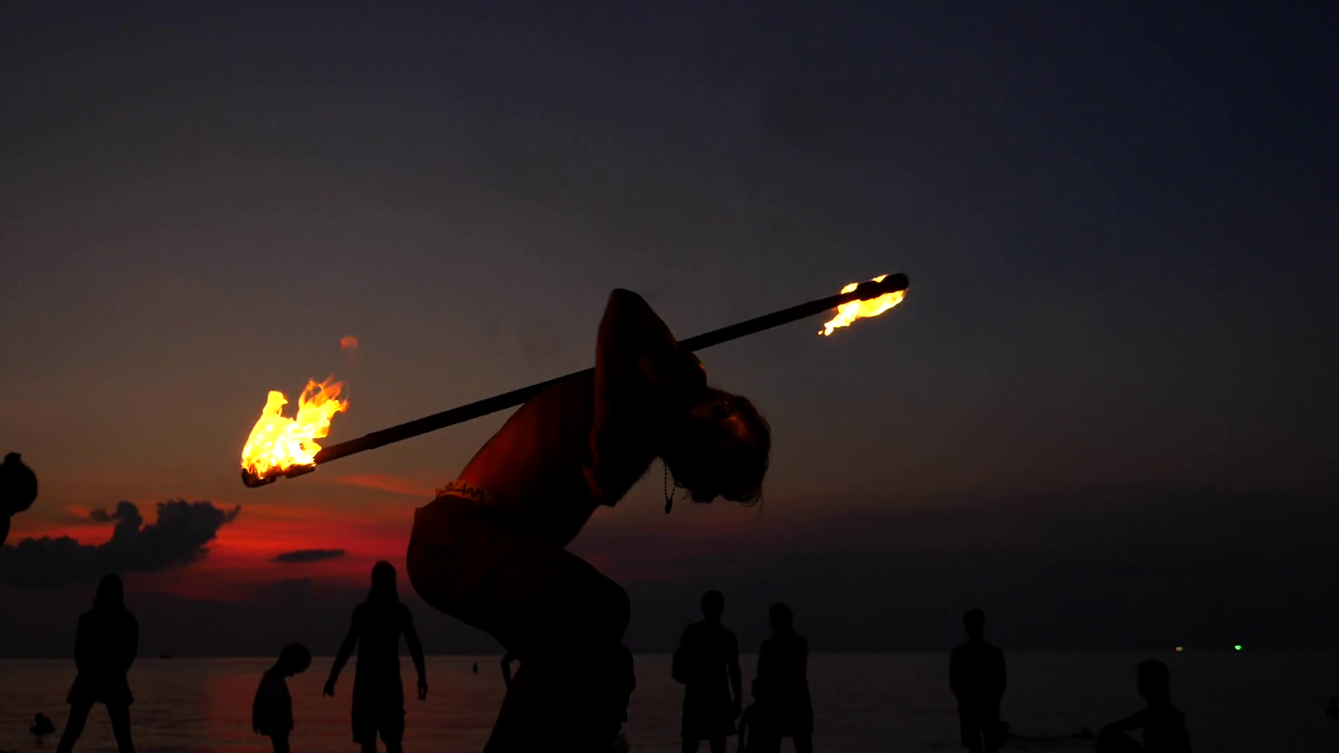Beach Party Fire Show Tropical Beach Sunset Stock Footage SBV-329583531 ...