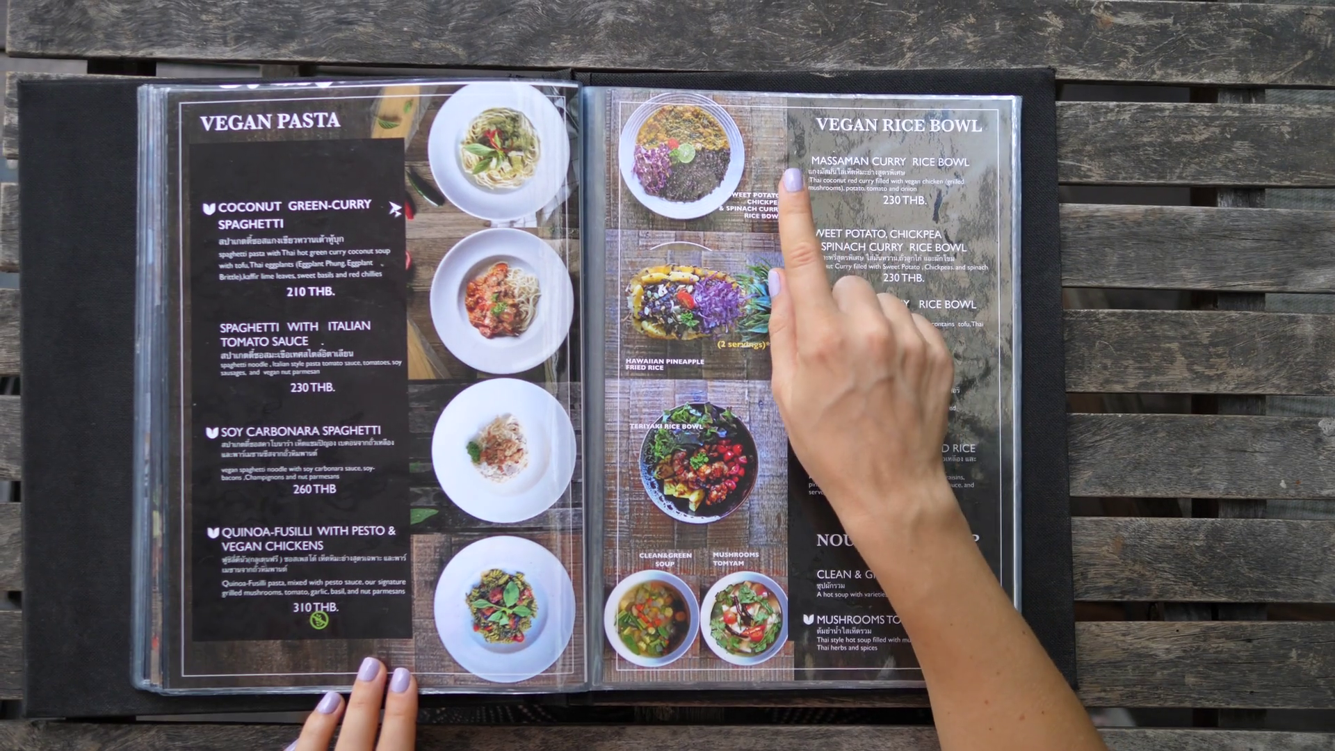 Menu In Healthy Vegan Restaurant Vegan Pasta Stock Footage SBV ...