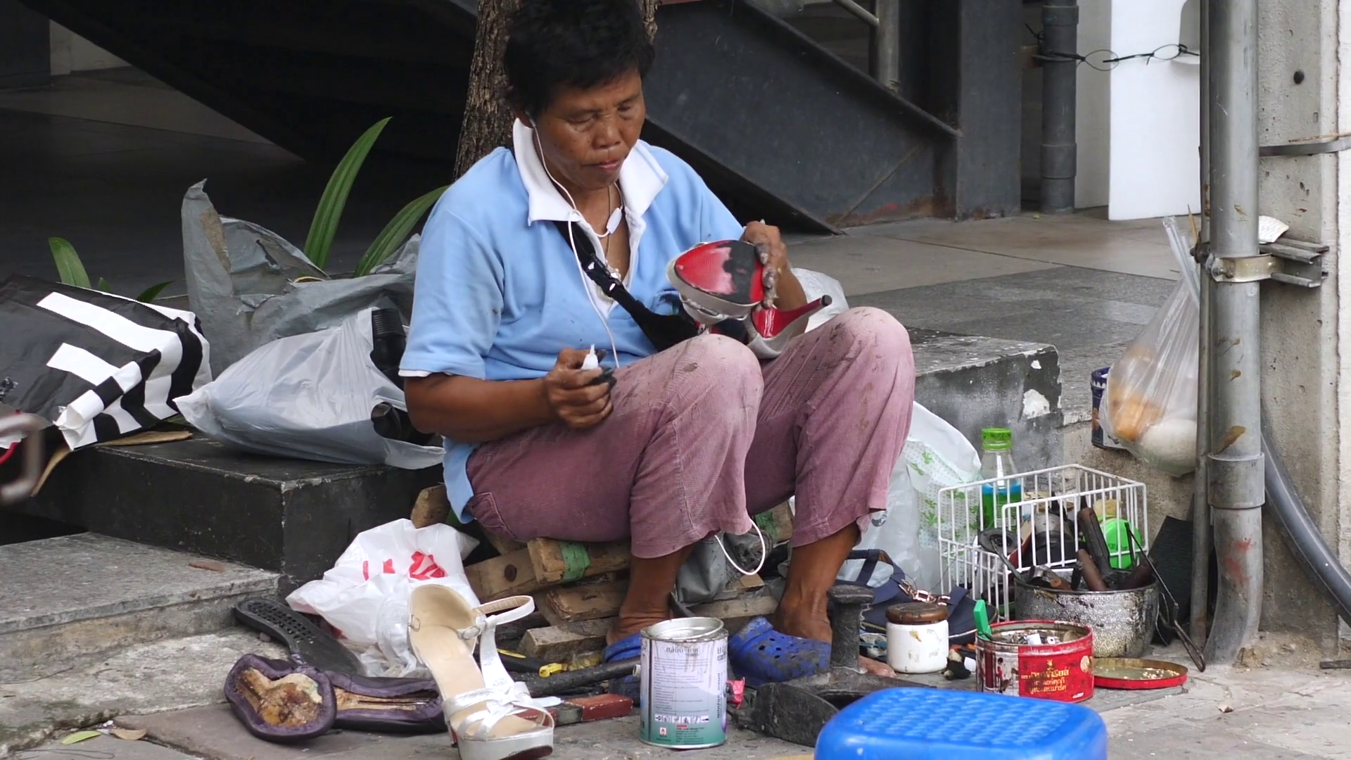 Senior Woman Shoemaker At Sideway Poor Stock Footage SBV-326648456 ...