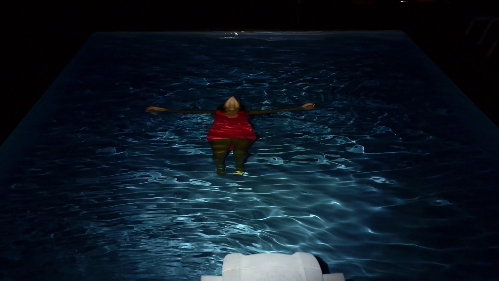Woman Resting In Pool Water At Night Slow Stock Footage SBV-304397495 ...
