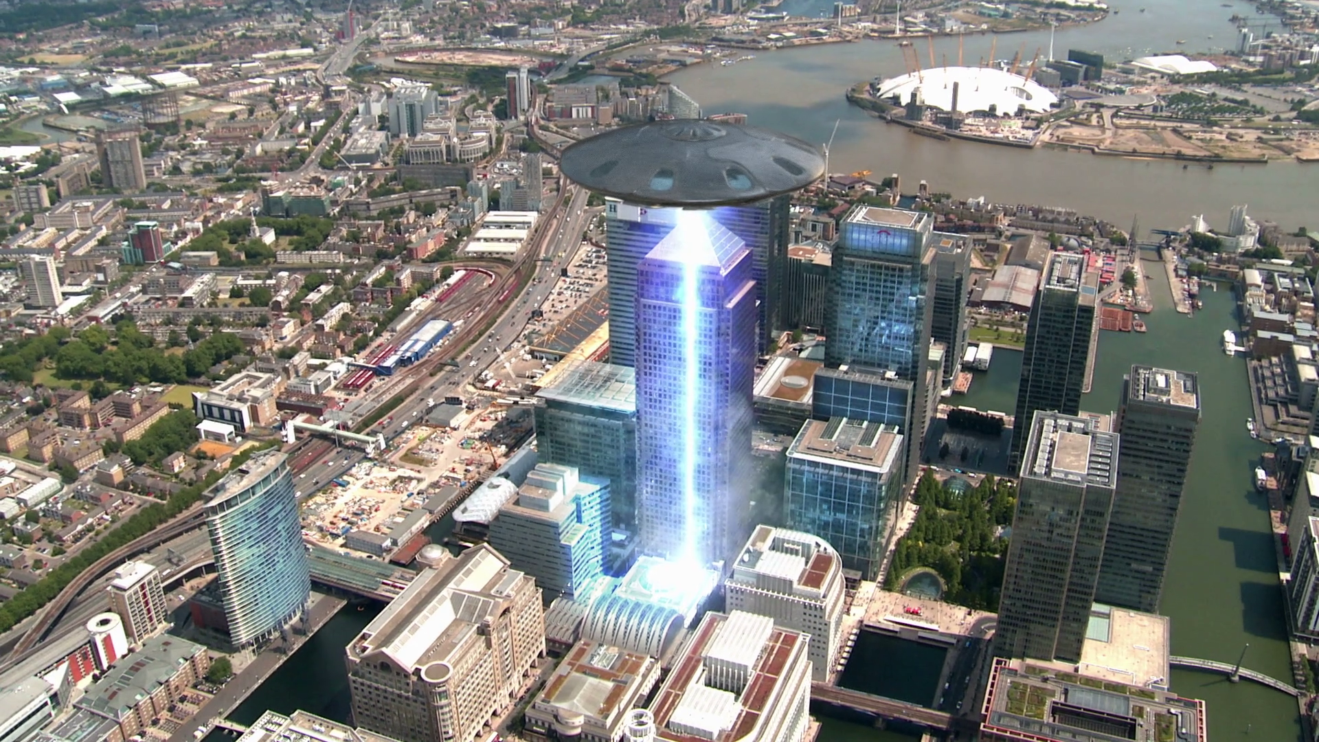 Alien Flying Saucer Attacking Building In Stock Motion Graphics SBV ...