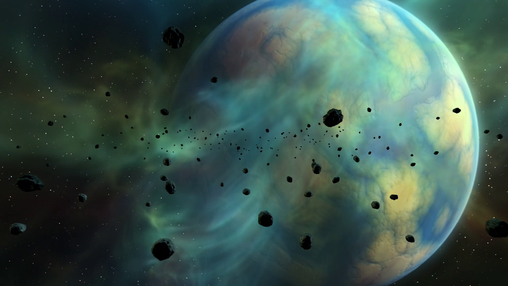 Alien Planet Flying Field Of Asteroids Stock Motion Graphics SBV ...