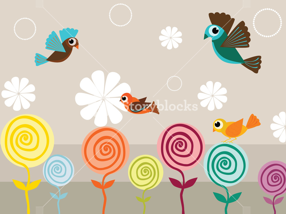 Background With Colorful Birds Royalty-Free Stock Image - Storyblocks