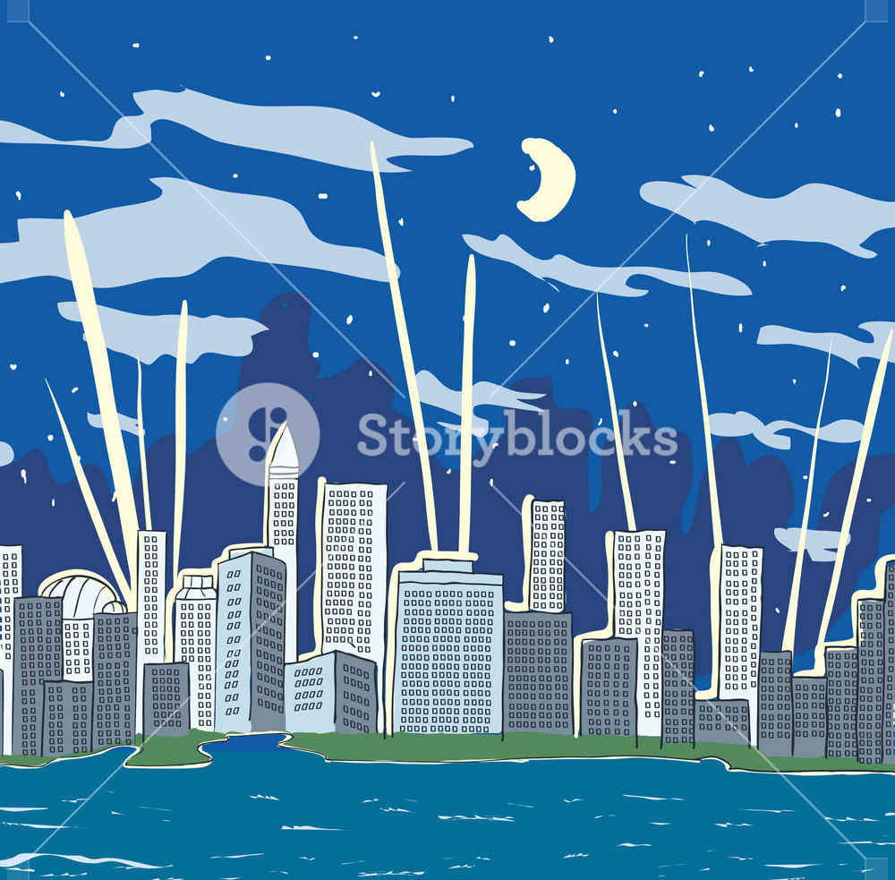 Cartoon City Vector Illustration Royalty-Free Stock Image - Storyblocks
