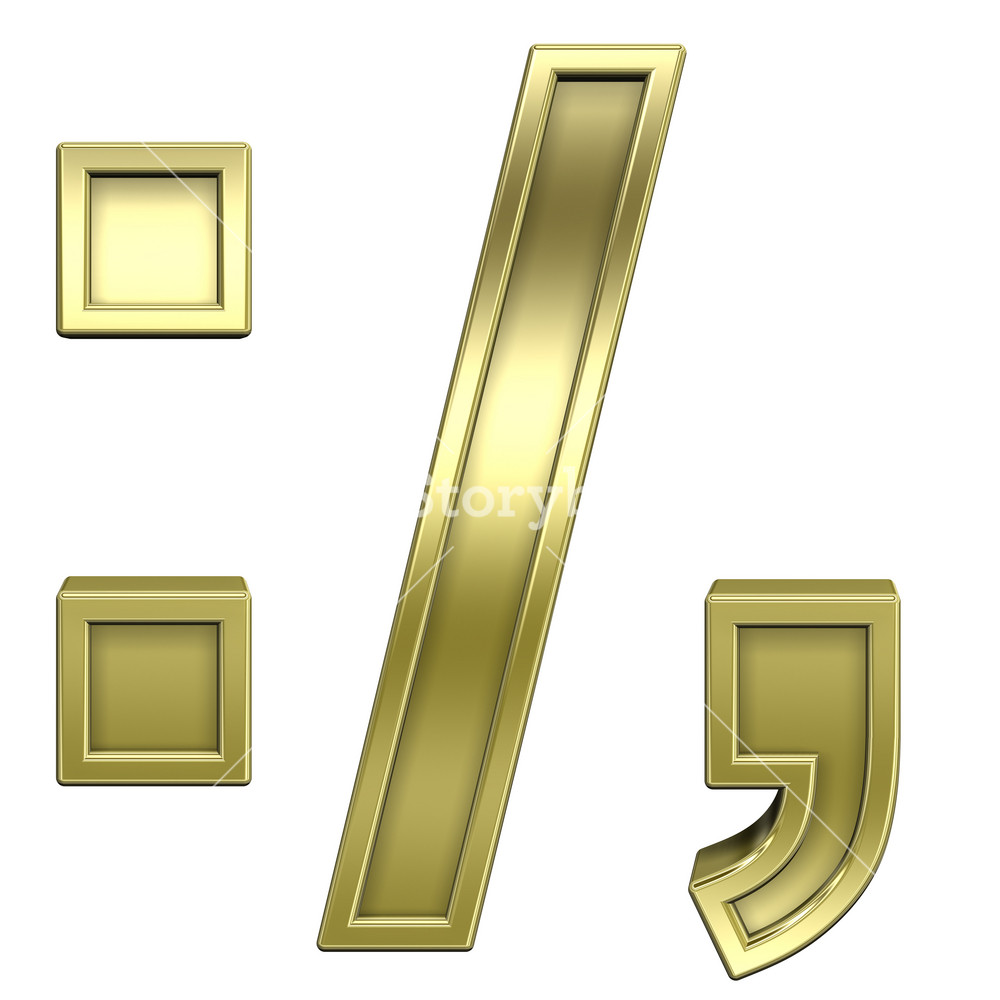 Colon, Semicolon, Period, Comma From Shiny Gold Alphabet Set Royalty ...