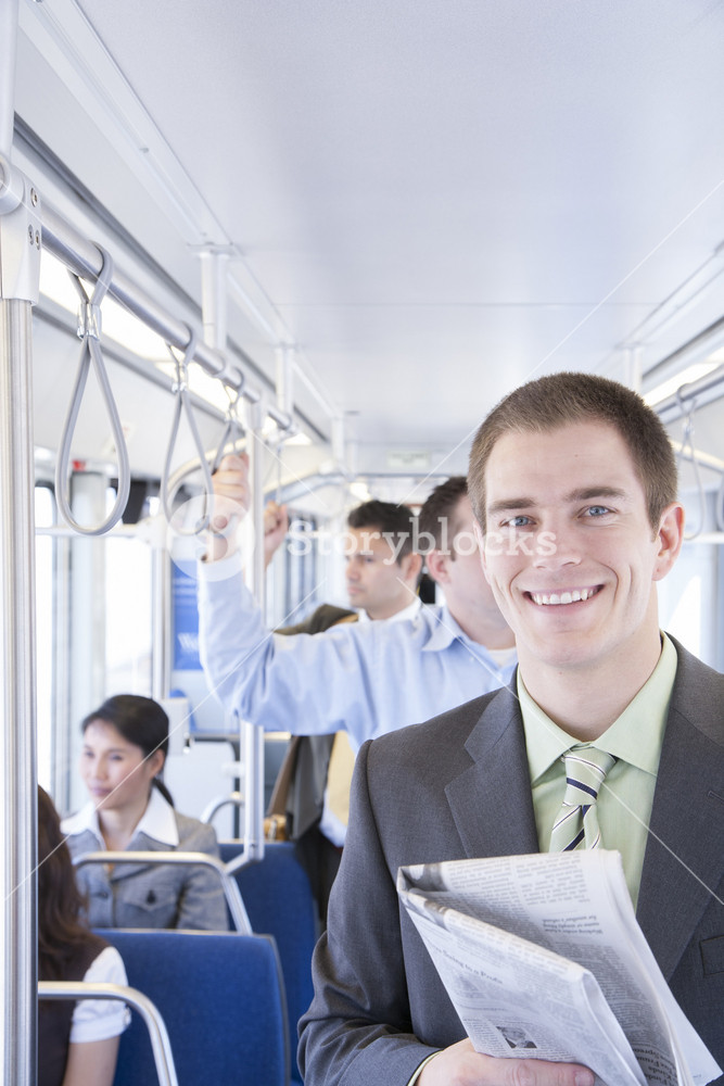 Commuters on public transportation Royalty-Free Stock Image - Storyblocks