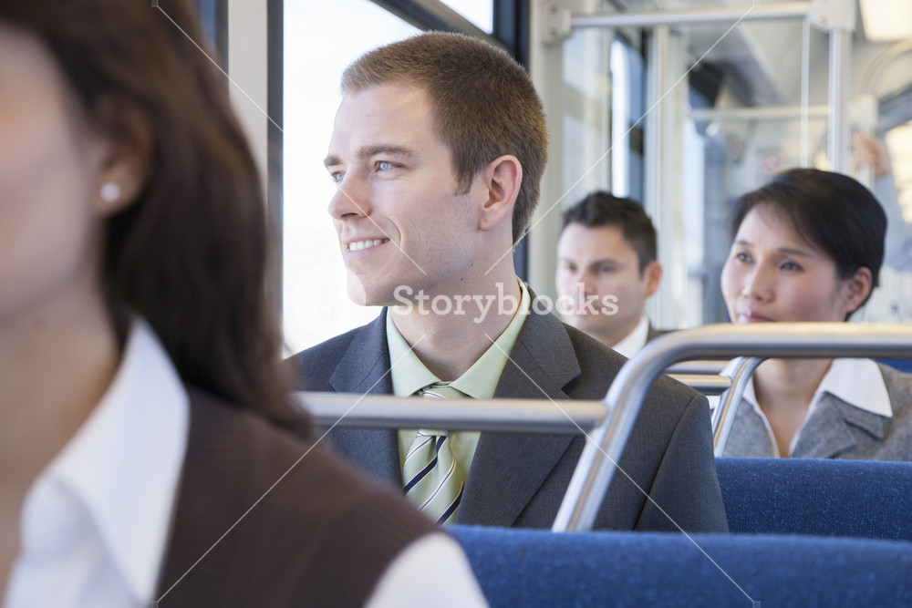 Commuters on public transportation Royalty-Free Stock Image - Storyblocks