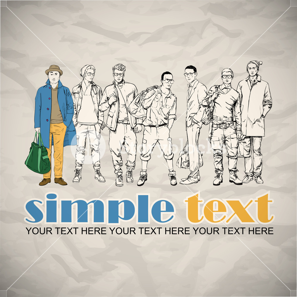 Cool Poster With Stylish Guys. Vector Illustration. Royalty-Free Stock ...