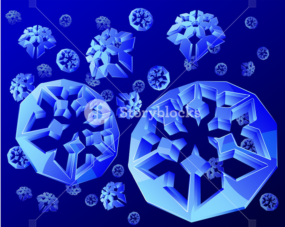 Crystal Snowflakes. Blue Background. Vector. Royalty-Free Stock Image ...