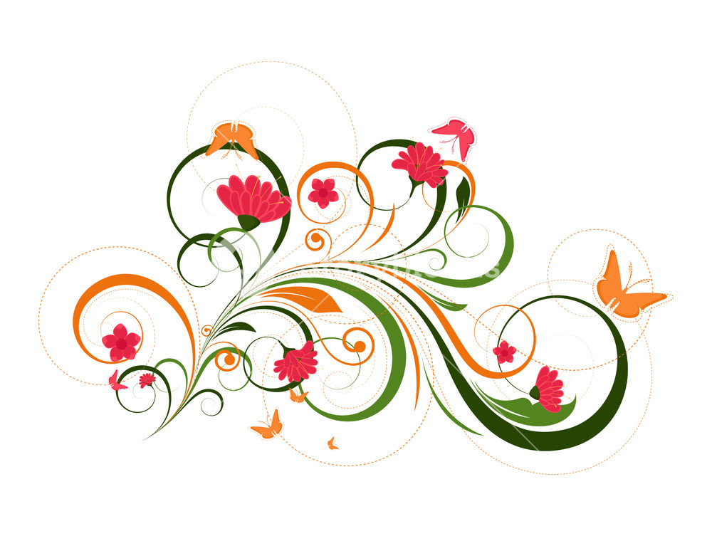 Decorative Colorful Flora Designs Royalty-Free Stock Image - Storyblocks