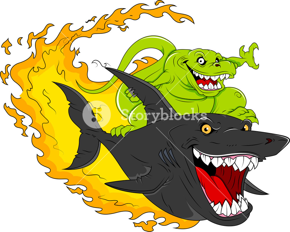 Shark Riding A Dinosaur