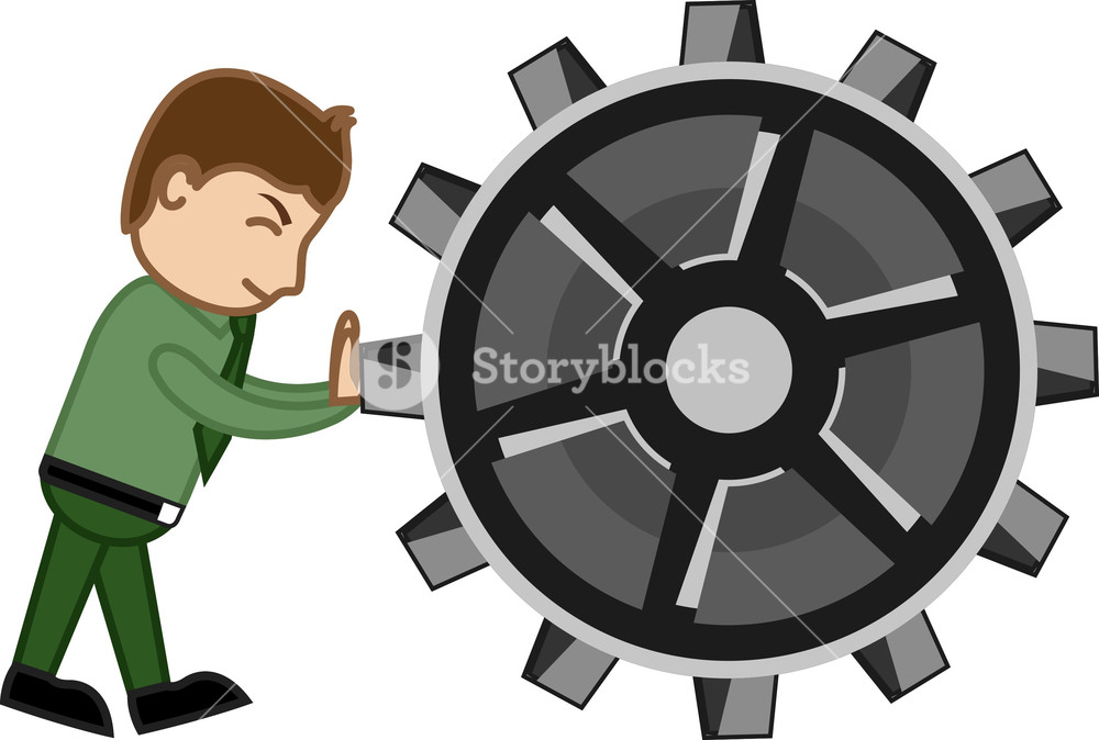 Dragging The Gear - Cartoon Vector Royalty-Free Stock Image - Storyblocks