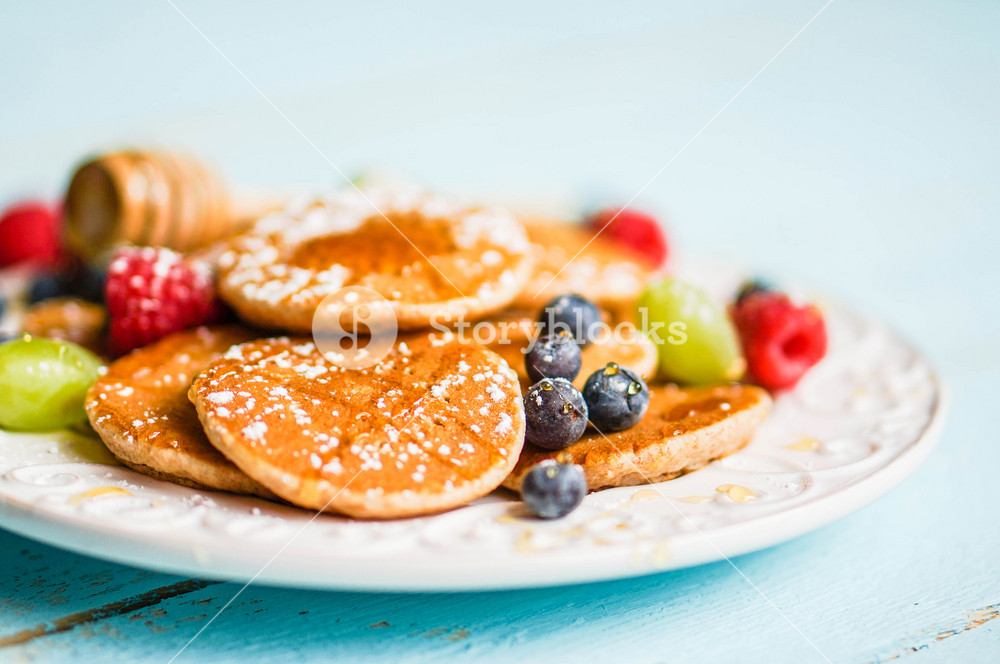 Pancakes With Berries On Wooden Background Royalty-Free Stock Image ...