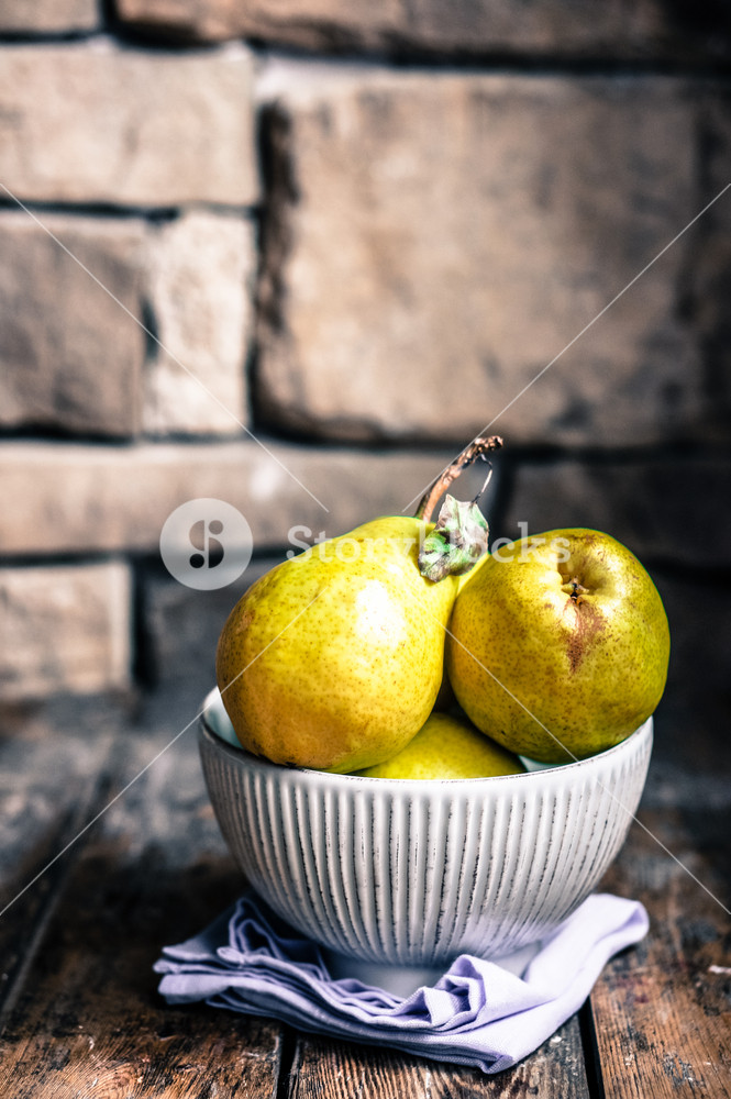 Pears On Rustic Wooden Background Royalty-Free Stock Image - Storyblocks