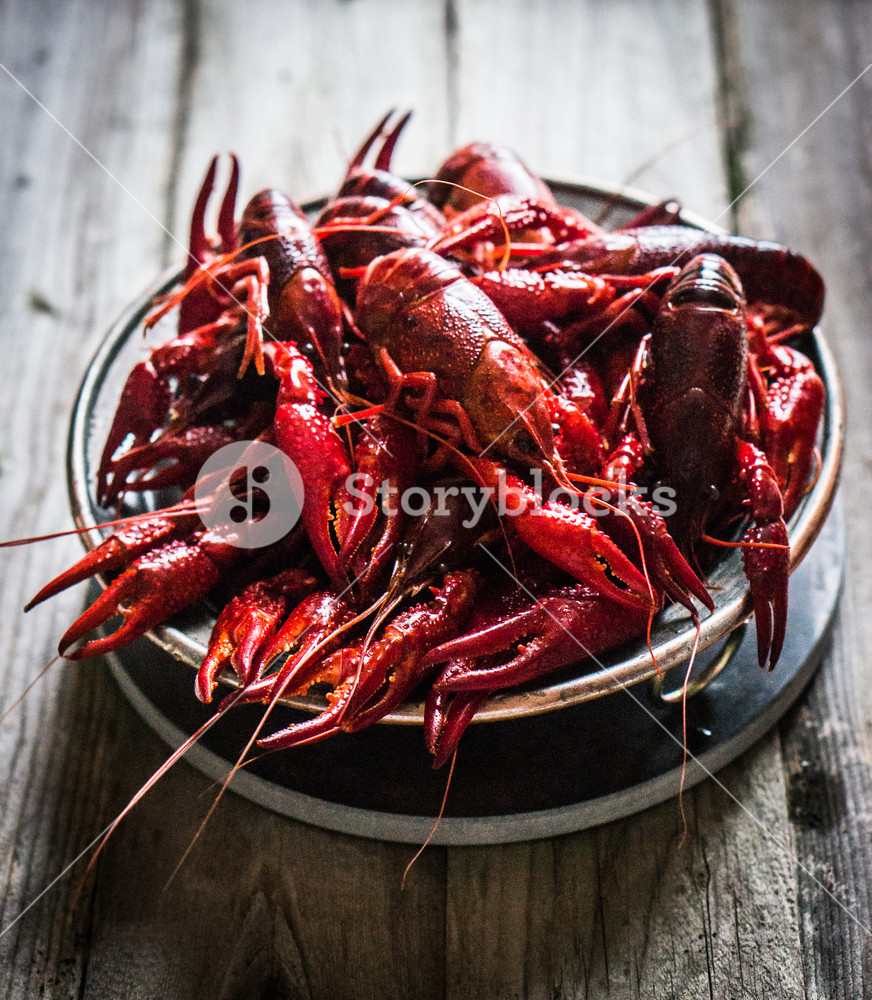 Crayfish On Wooden Background Royalty-Free Stock Image - Storyblocks