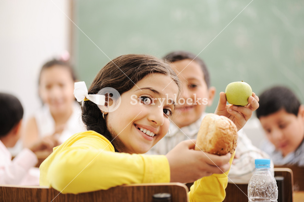 Education activities in classroom at school, happy children learning ...
