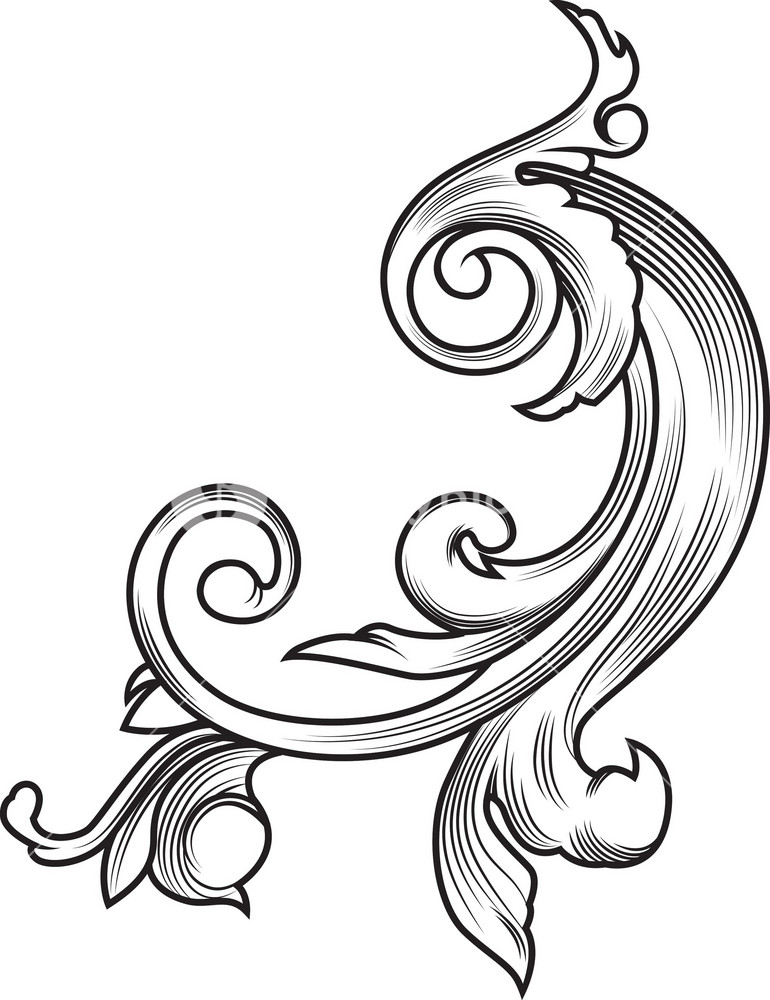 Engraved Floral Vector Royalty-Free Stock Image - Storyblocks