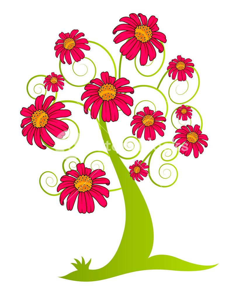 Flowers Tree Vector Royalty-Free Stock Image - Storyblocks