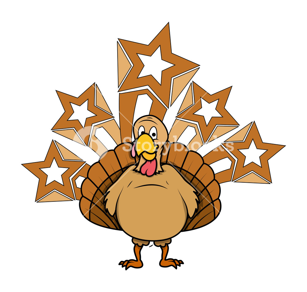 Funny Turkey With Stars Vector Royalty-Free Stock Image - Storyblocks
