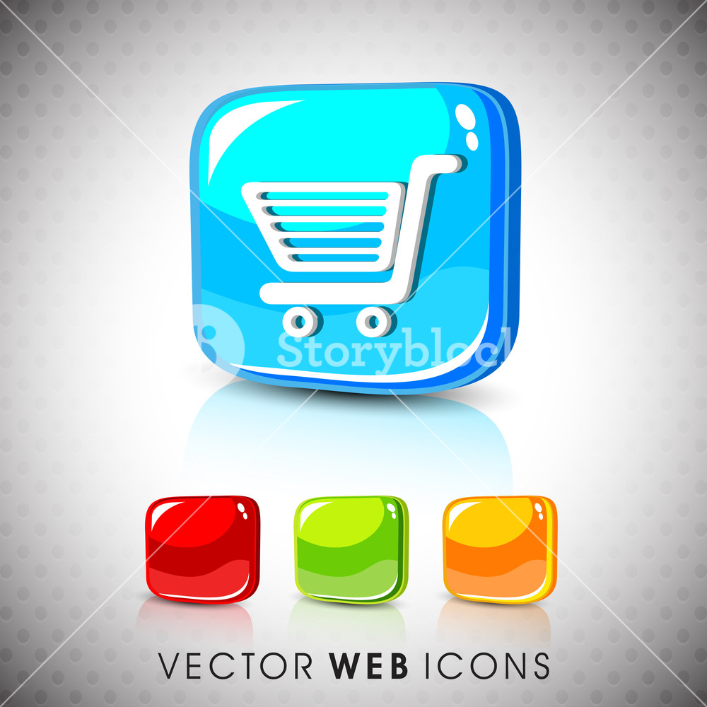 Glossy 3d Web 2.0 Shopping Cart Symbol Icon Set. Royalty-Free Stock ...