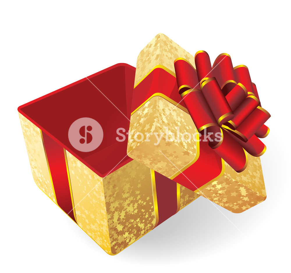 Golden Gift Box. Vector. Royalty-Free Stock Image - Storyblocks