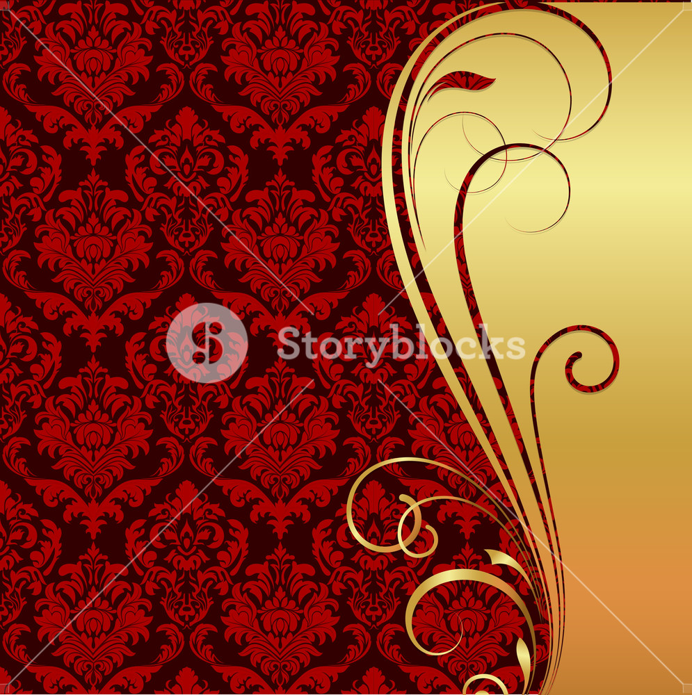 Golden Ornate Flourish Damask Pattern Background Royalty-Free Stock ...