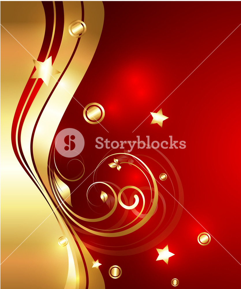 Golden Wave Flourish Vector Design Royalty-Free Stock Image - Storyblocks