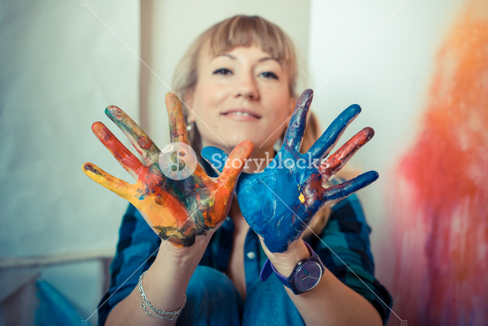 Talented artist in her studio Royalty-Free Stock Image - Storyblocks