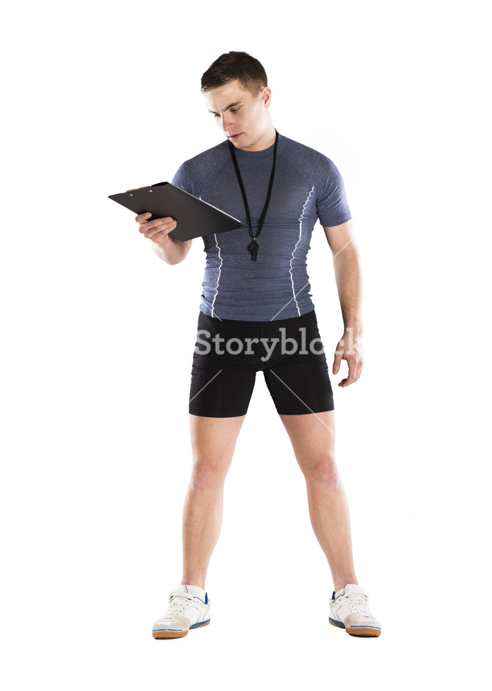 Professional fitness coach isolated on white background Royalty-Free ...