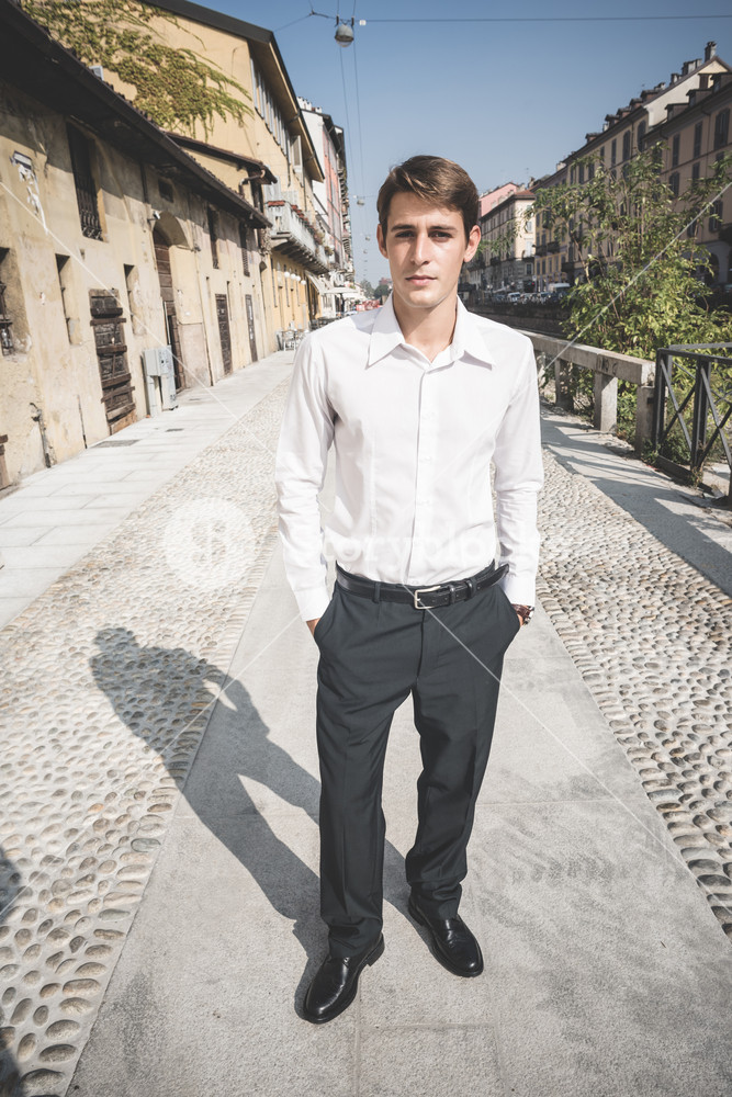 elegant blonde male model in the city Royalty-Free Stock Image ...