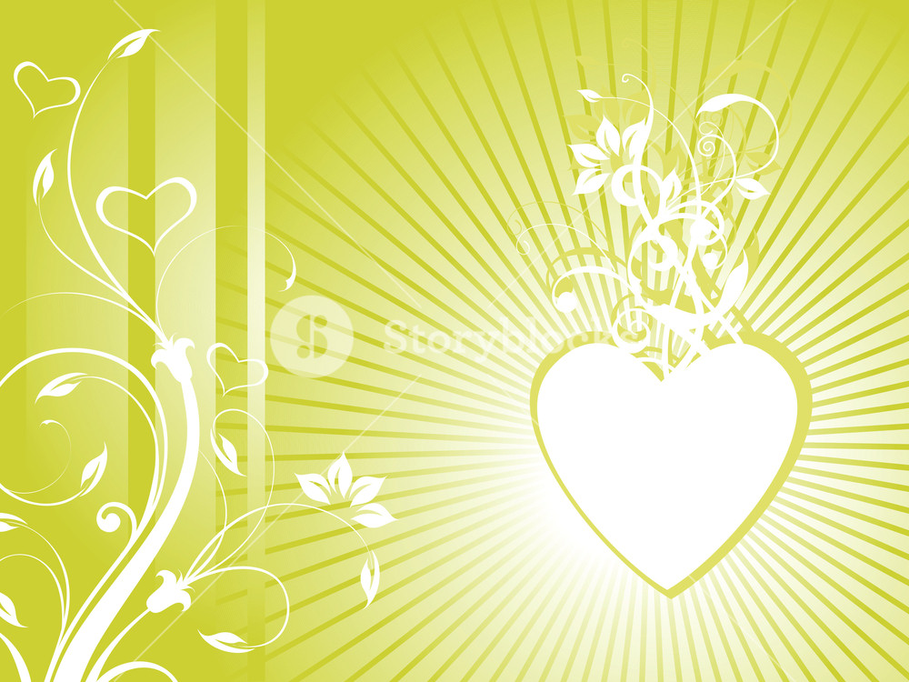 Green Heart Frame For Text With Floral Elements Background Royalty-Free ...