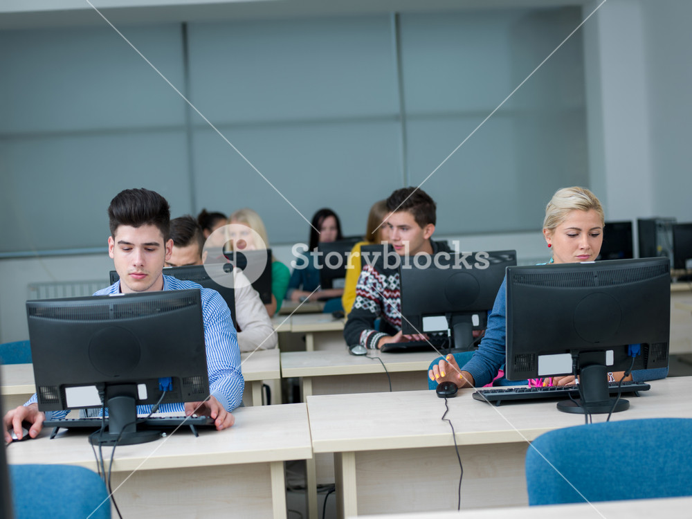 Group of students in computer lab classroom Royalty-Free Stock Image ...