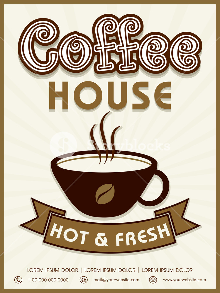 Hot And Fresh Coffee House Menu Card Design On Vintage Background Hot And Fresh Coffee House Menu Card Design On Vintage Background