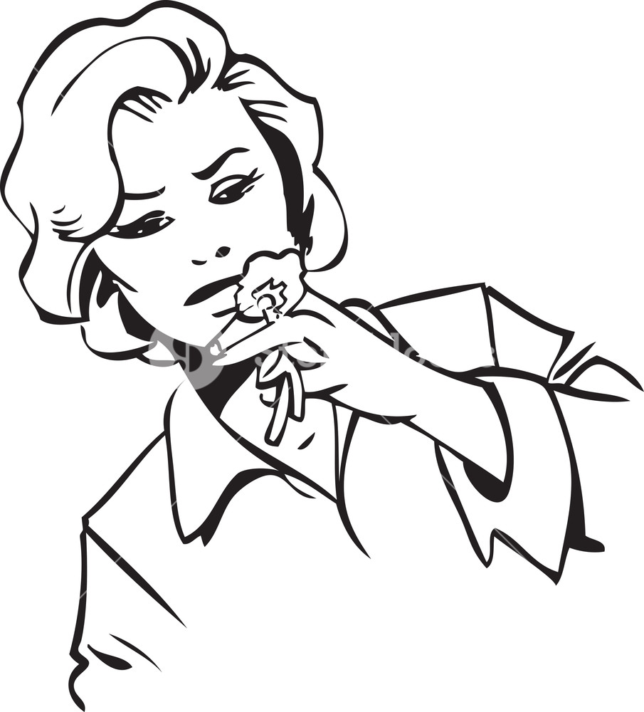 Illustration Of A Girl Smelling Flower. Royalty-Free Stock Image ...