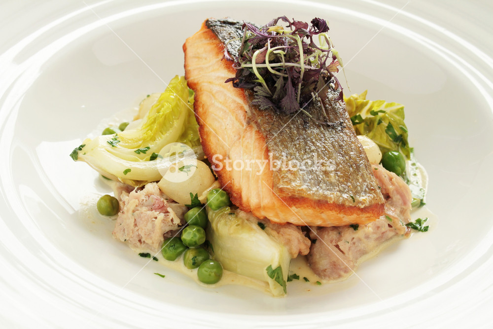 Plated Fish Main Meal Royalty-Free Stock Image - Storyblocks
