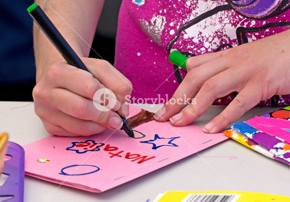 Kid Making Greeting Card Royalty-Free Stock Image - Storyblocks