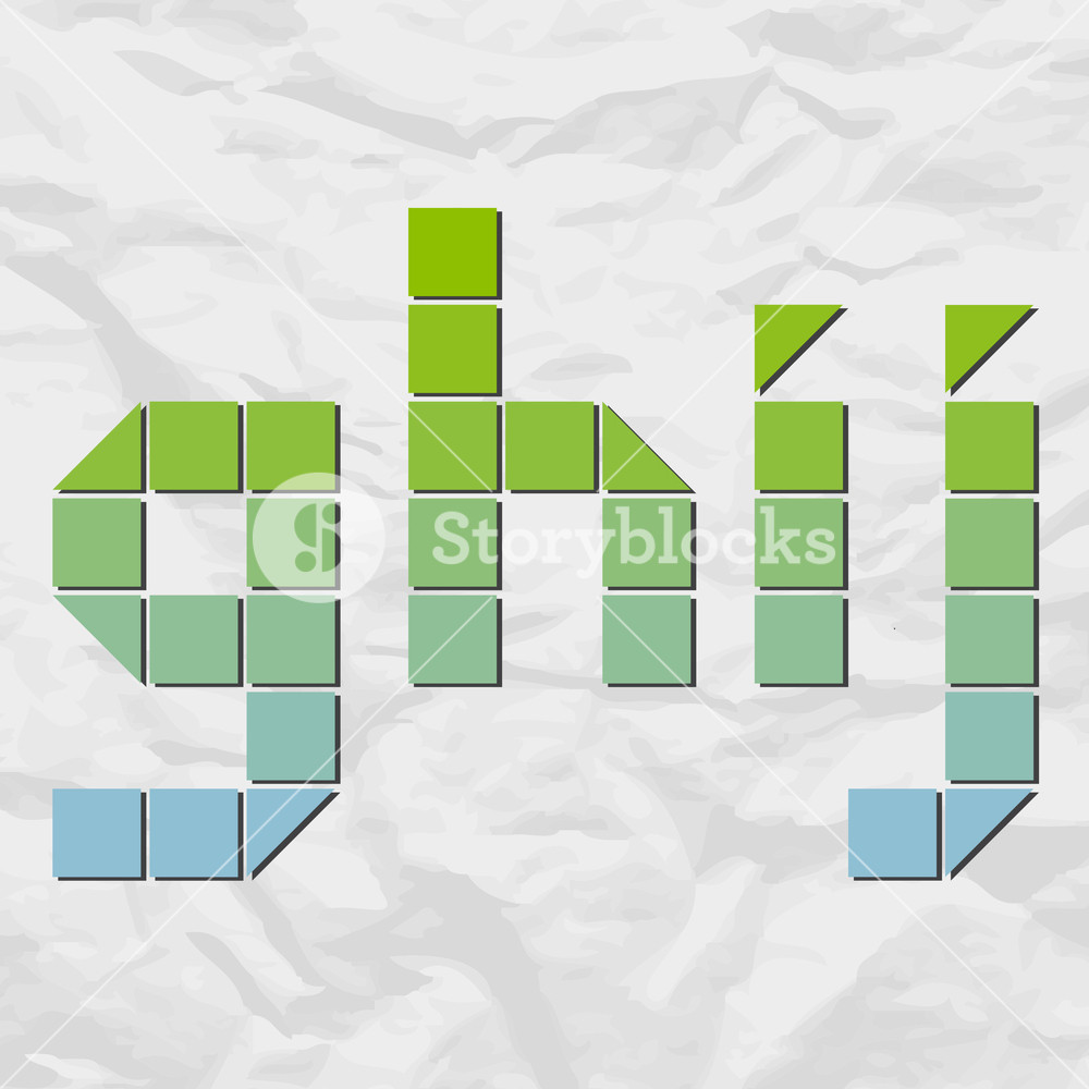 Letters Ghij From Squares And Triangles On A Paper-background. Vector ...