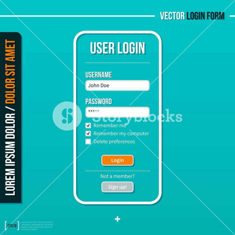 Login Form Template On Turquoise Background. Royalty-Free Stock Image ...