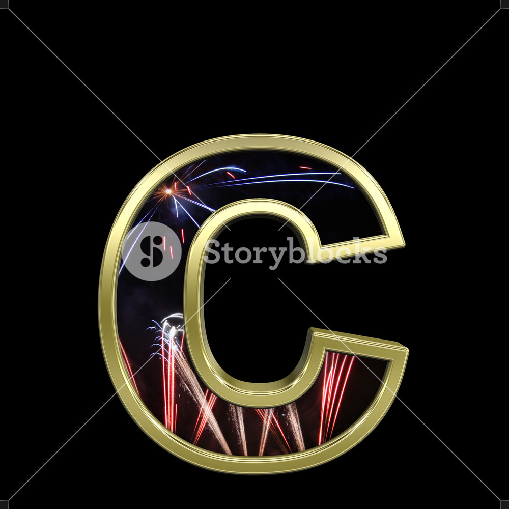 Lower Case Letter From Firework With Gold Frame Alphabet Set Royalty ...
