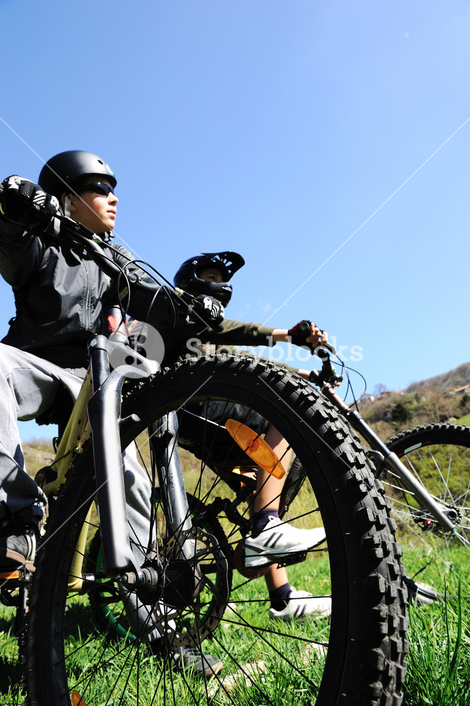 Mountain Biker in action Royalty-Free Stock Image - Storyblocks